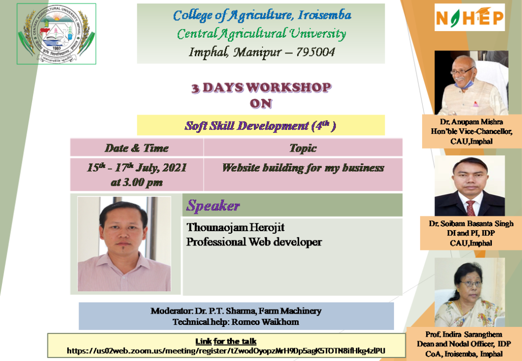15/07/2021 to 17/07/2021 Three days workshop on Soft Skill Development ...